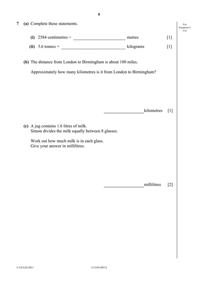 Cambridge checkpoint maths p1 specimen 2012 | PDF