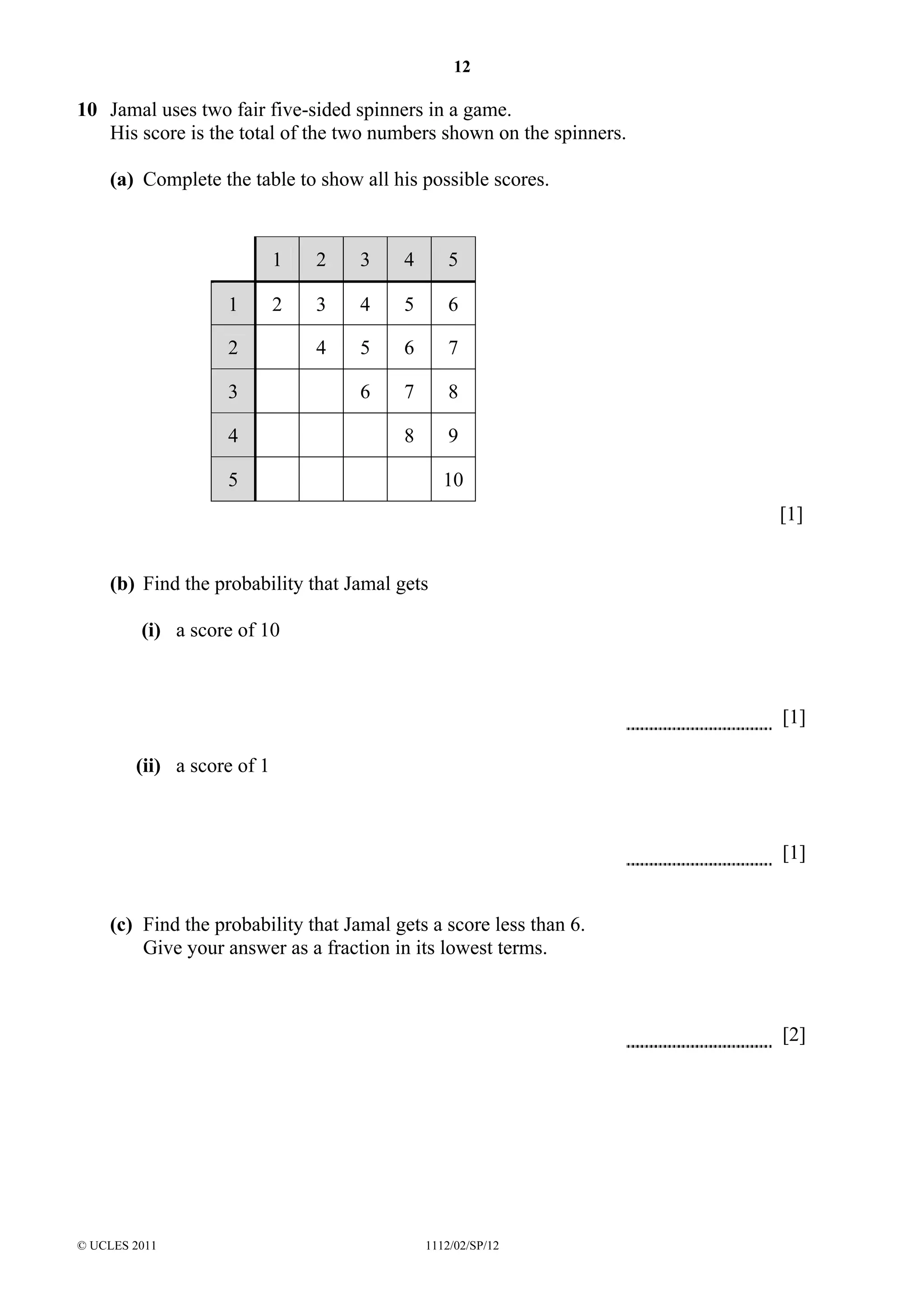 Cambridge checkpoint maths p2 specimen 2012 | PDF