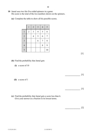 Cambridge checkpoint maths p2 specimen 2012 | PDF