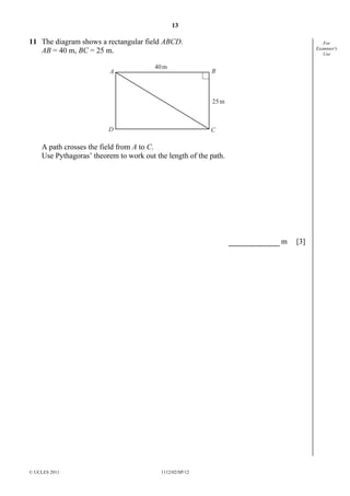 Cambridge checkpoint maths p2 specimen 2012 | PDF