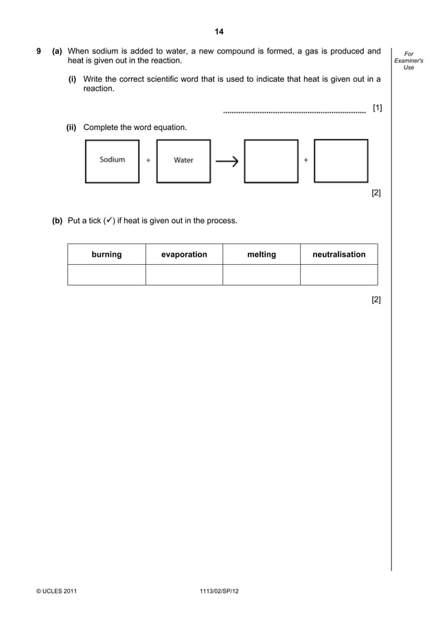 Cambridge checkpoint science p2 specimen 2012 | PDF