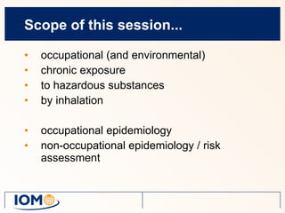 Occupational epidemiology and exposure assessment | PPT