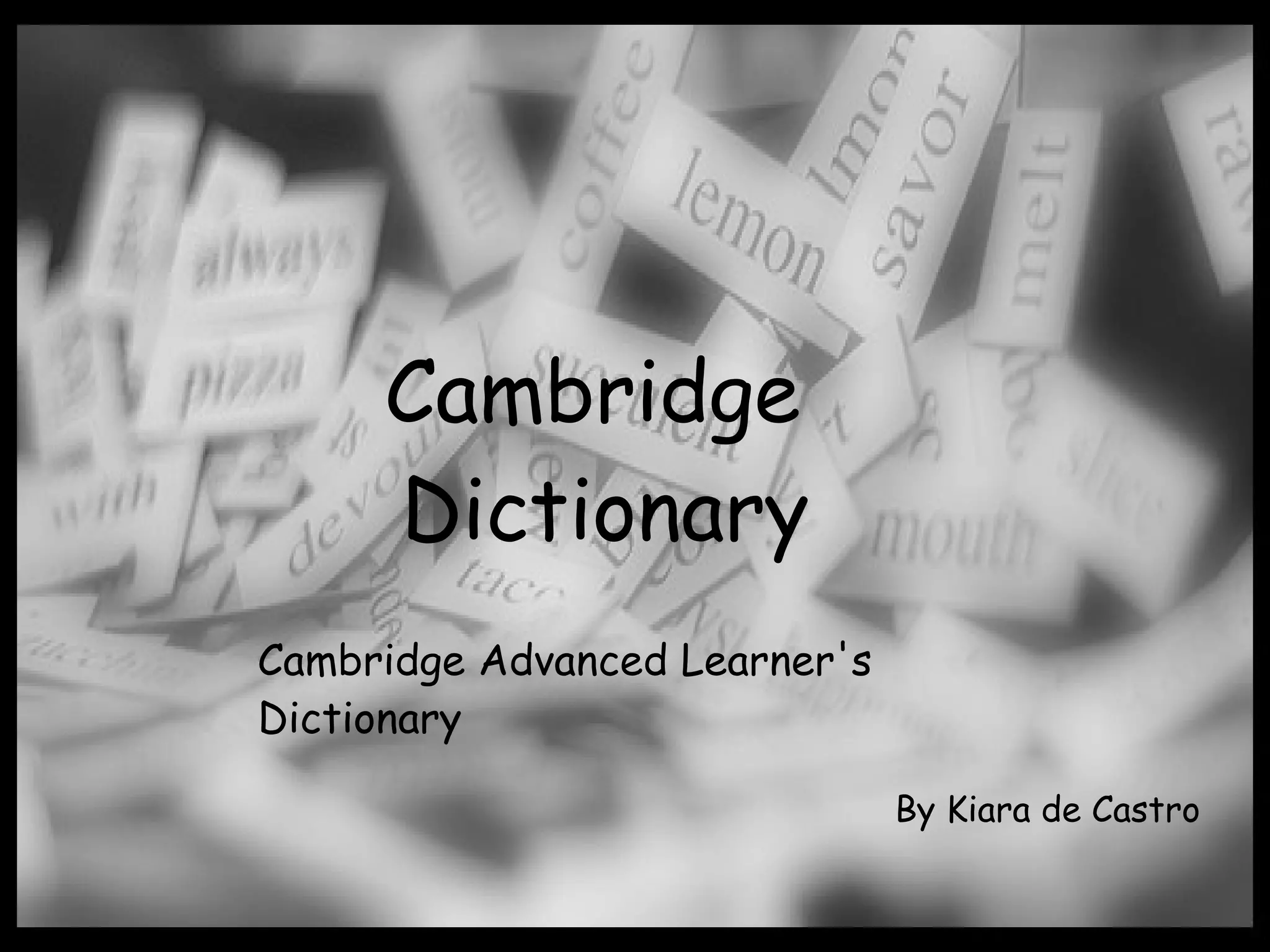 Cambridge dictionary ppt | PPT