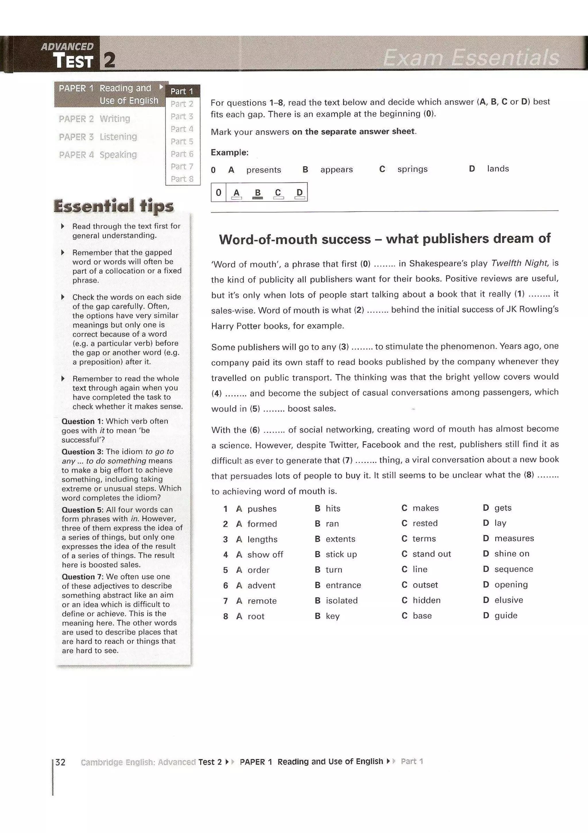 Cambridge English advanced (cae) 2 with key.exam essentials practice ...