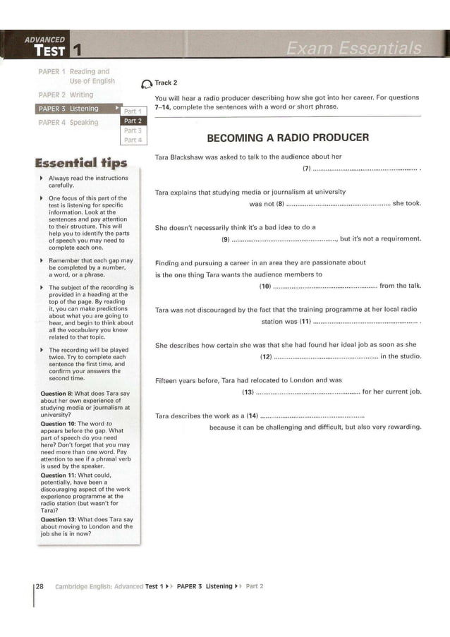 Cambridge English advanced (cae) 2 with key.exam essentials practice ...