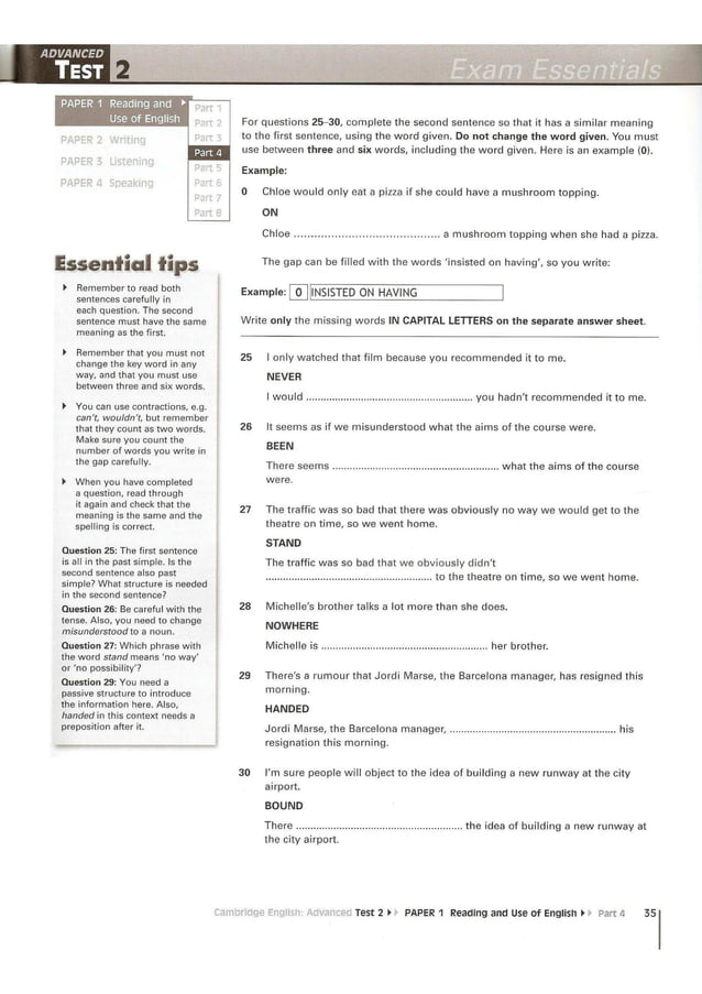Cambridge English advanced (cae) 2 with key.exam essentials practice ...