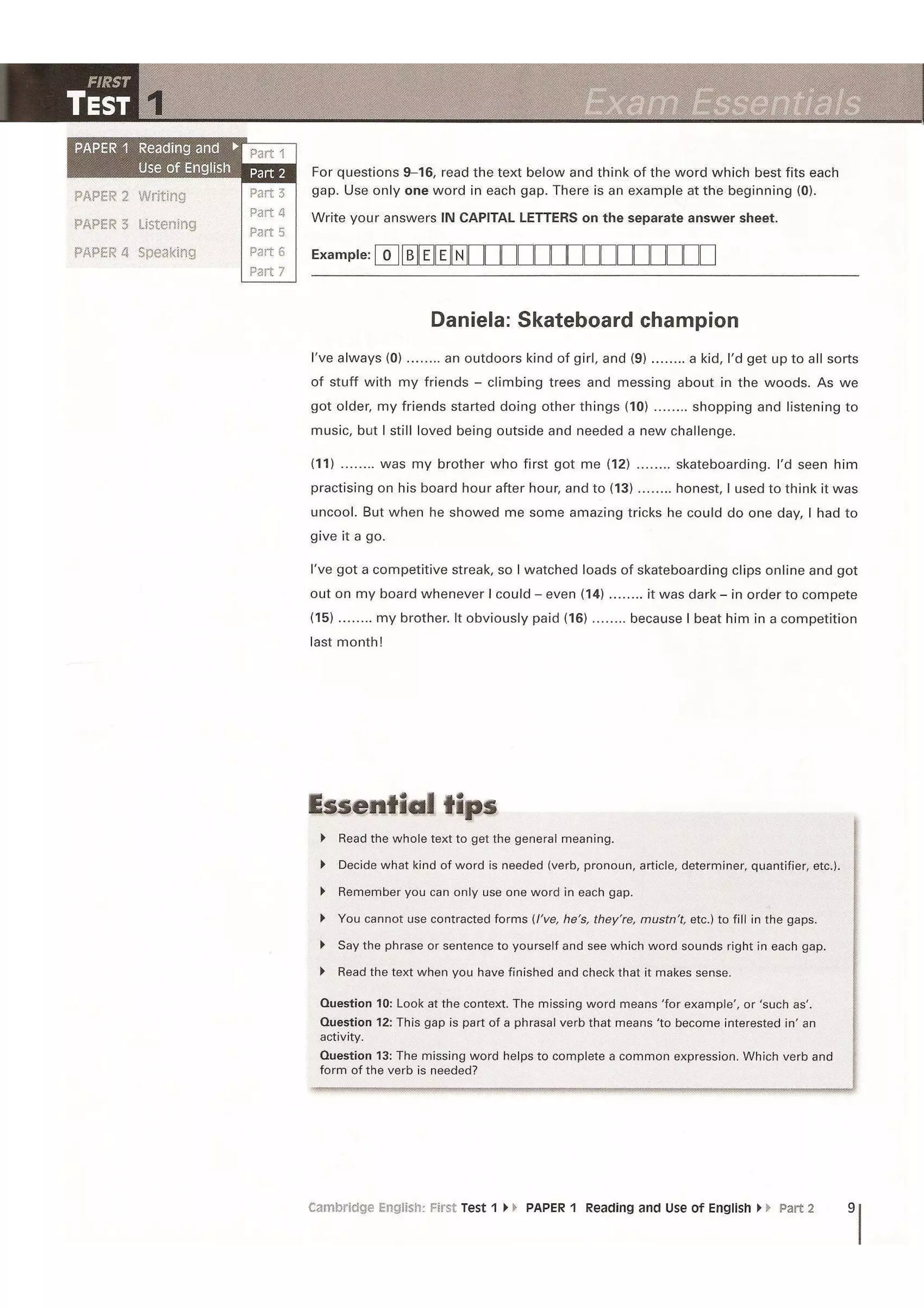 Cambridge English First 1 (FCE) exam essentials practice test. (2014) | PDF