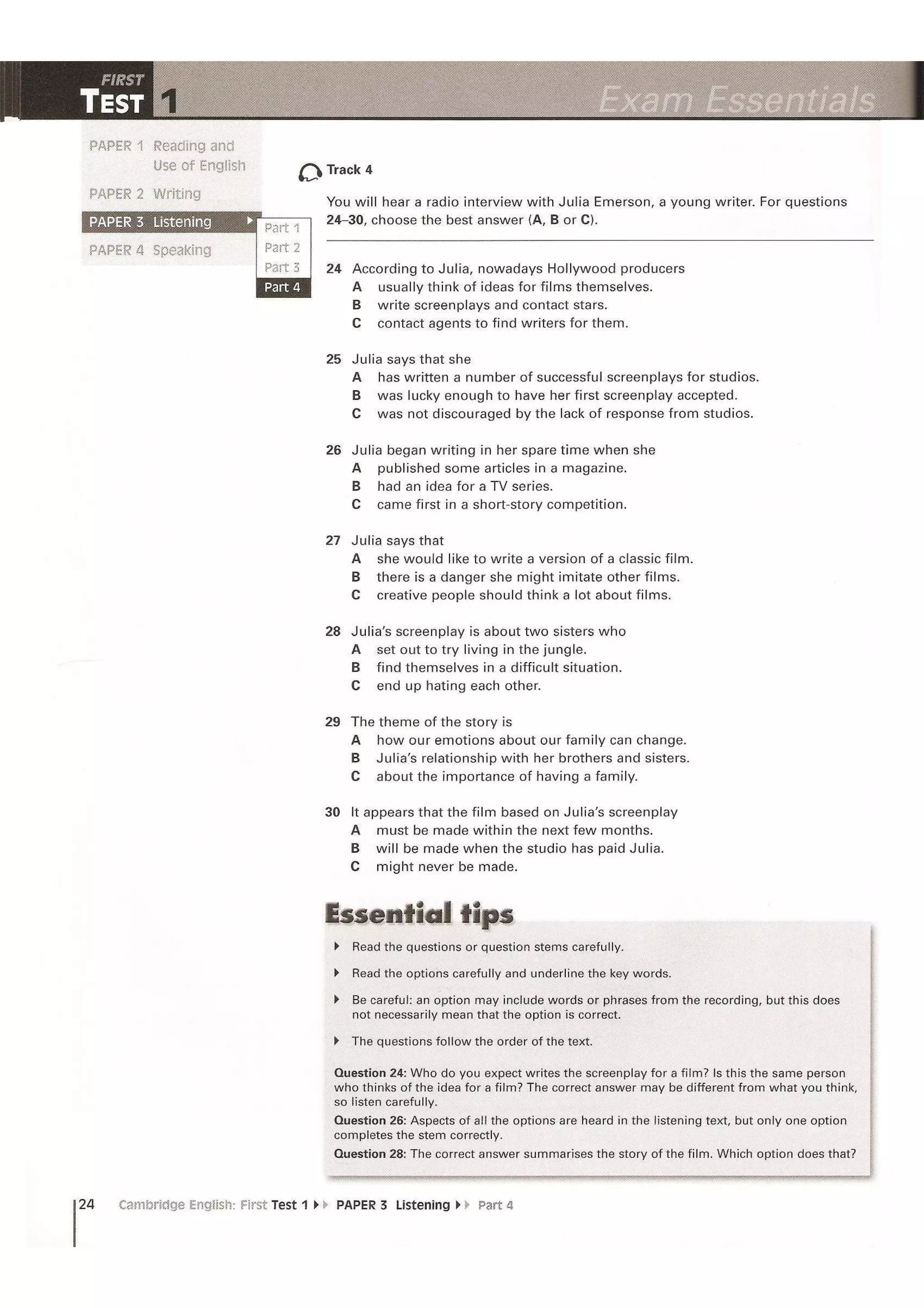 Cambridge English First 1 (FCE) exam essentials practice test. (2014) | PDF