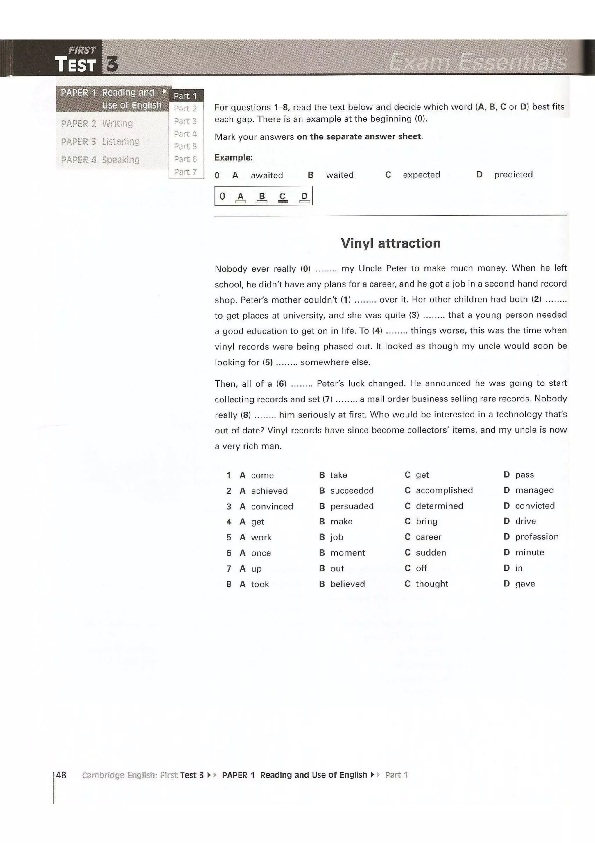 Cambridge English First 1 (FCE) exam essentials practice test. (2014) | PDF