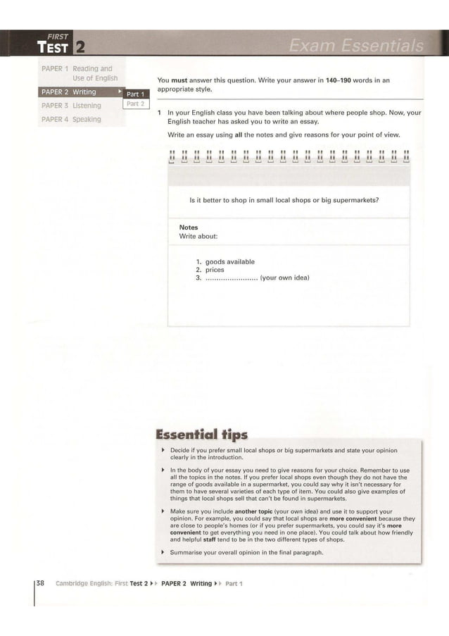 Cambridge English First 1 (FCE) exam essentials practice test. (2014 ...