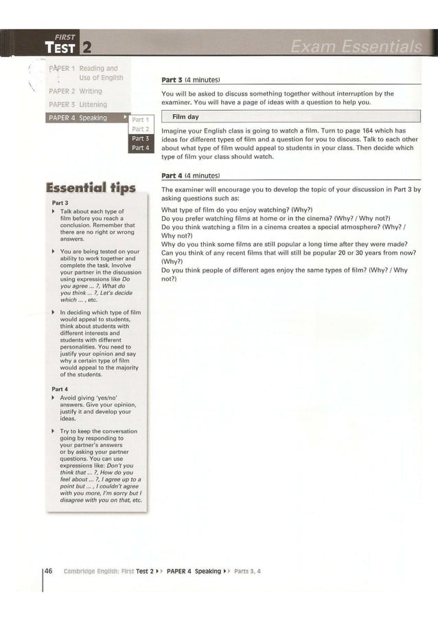 Cambridge English First 1 (FCE) exam essentials practice test. (2014 ...