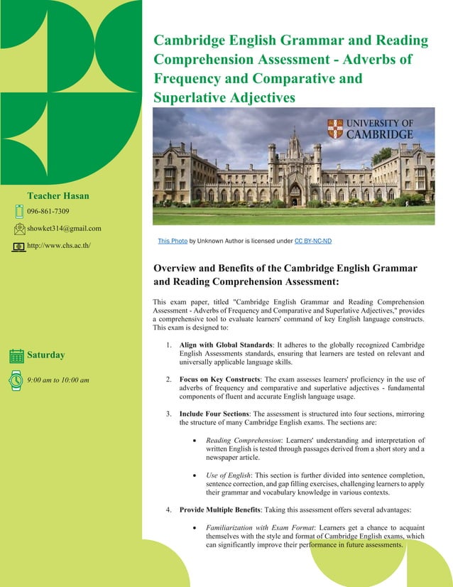 Cambridge English Grammar and Reading Comprehension Assessment.pdf ...