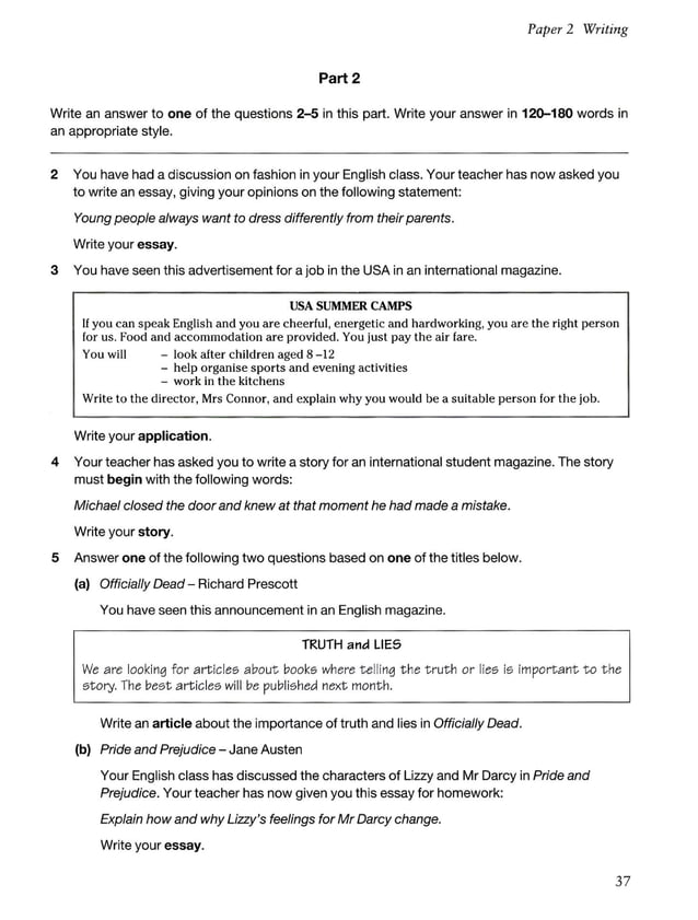 Cambridge first certificate in english 2 (with answers) | PDF