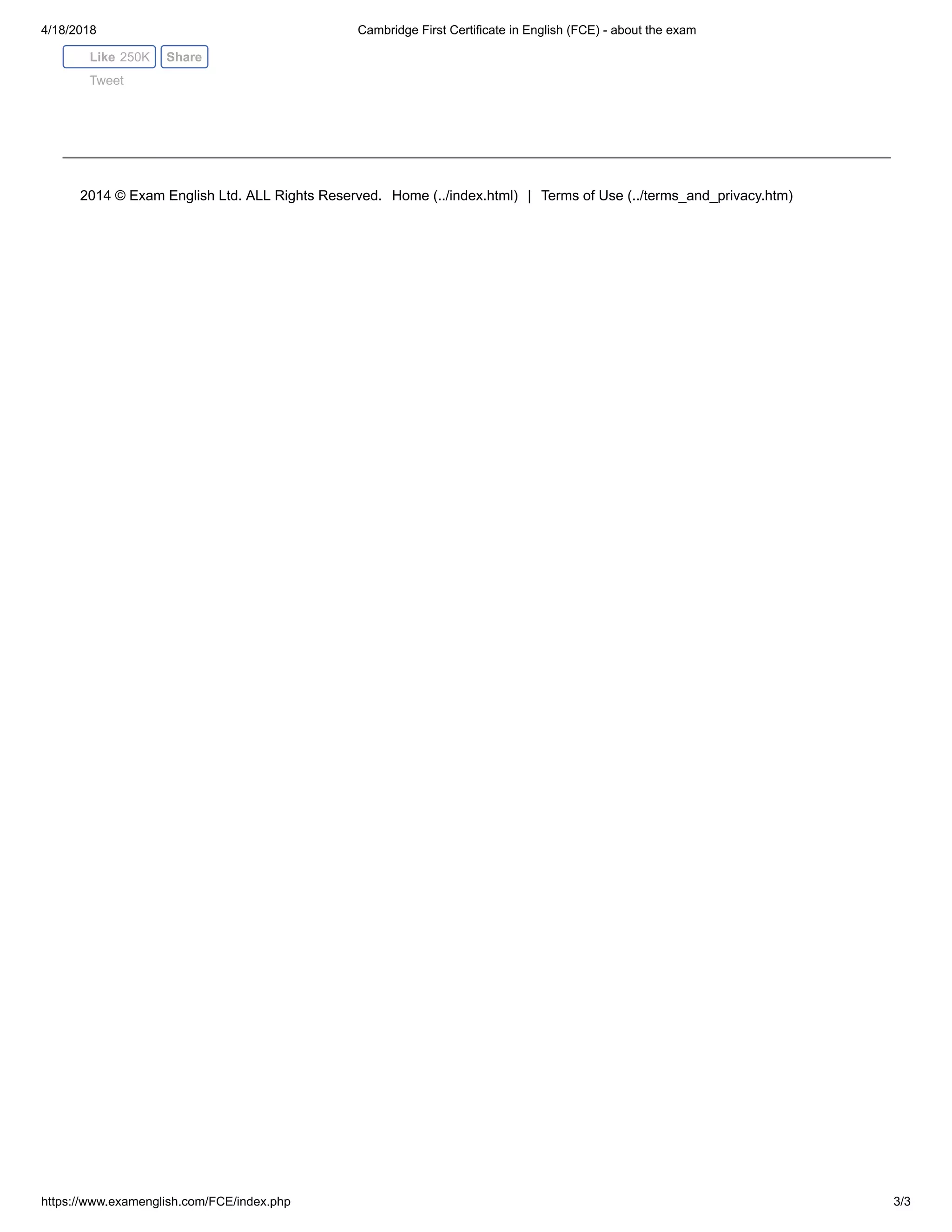 Cambridge first certificate in english (fce) about the exam | PDF