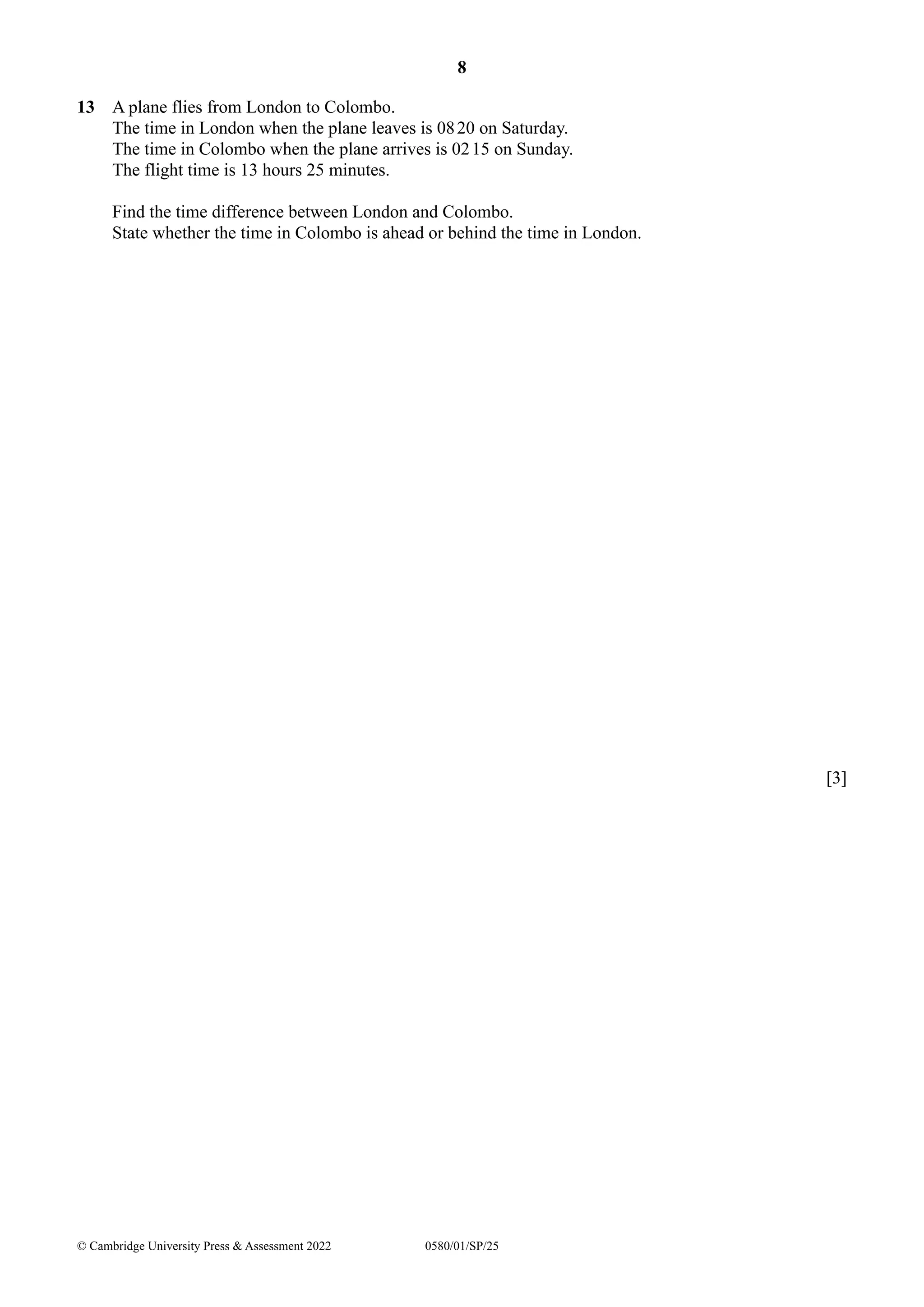 Cambridge IGCSE 0580 Mathematics specimen paper 1 for examination from ...