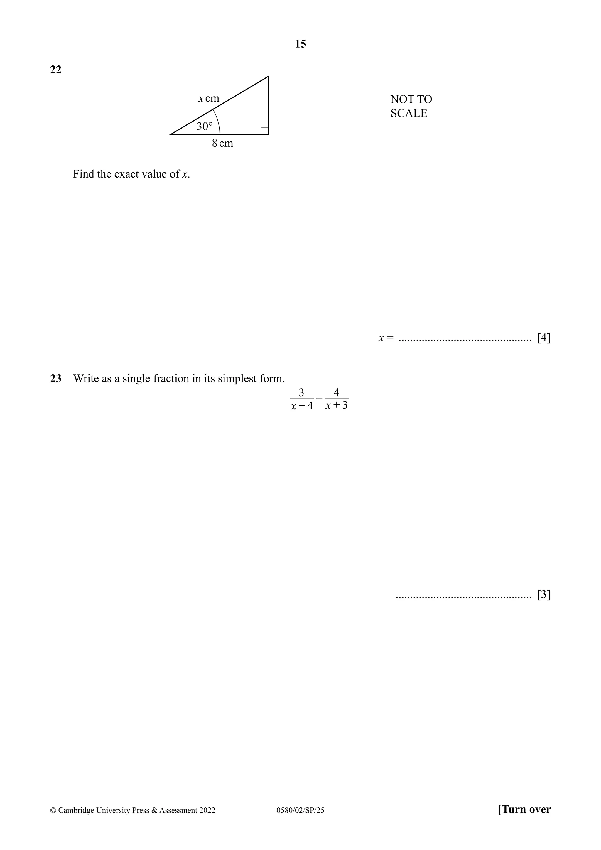 Cambridge IGCSE 0580 Mathematics specimen paper 2 for examination from ...