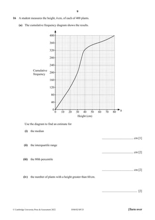 Cambridge IGCSE 0580 Mathematics specimen paper 2 for examination from ...