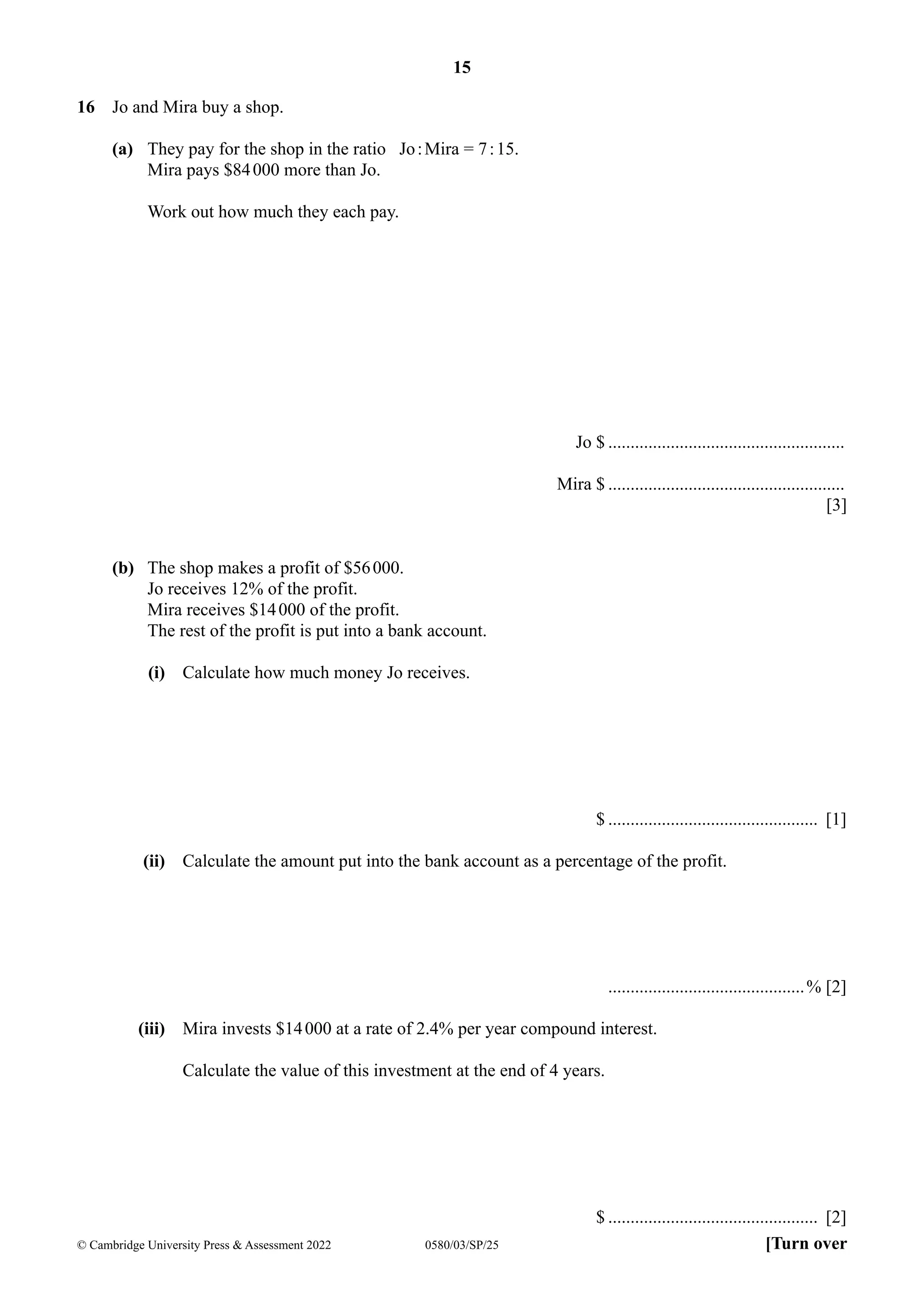 Cambridge IGCSE 0580 Mathematics specimen paper 3 for examination from ...