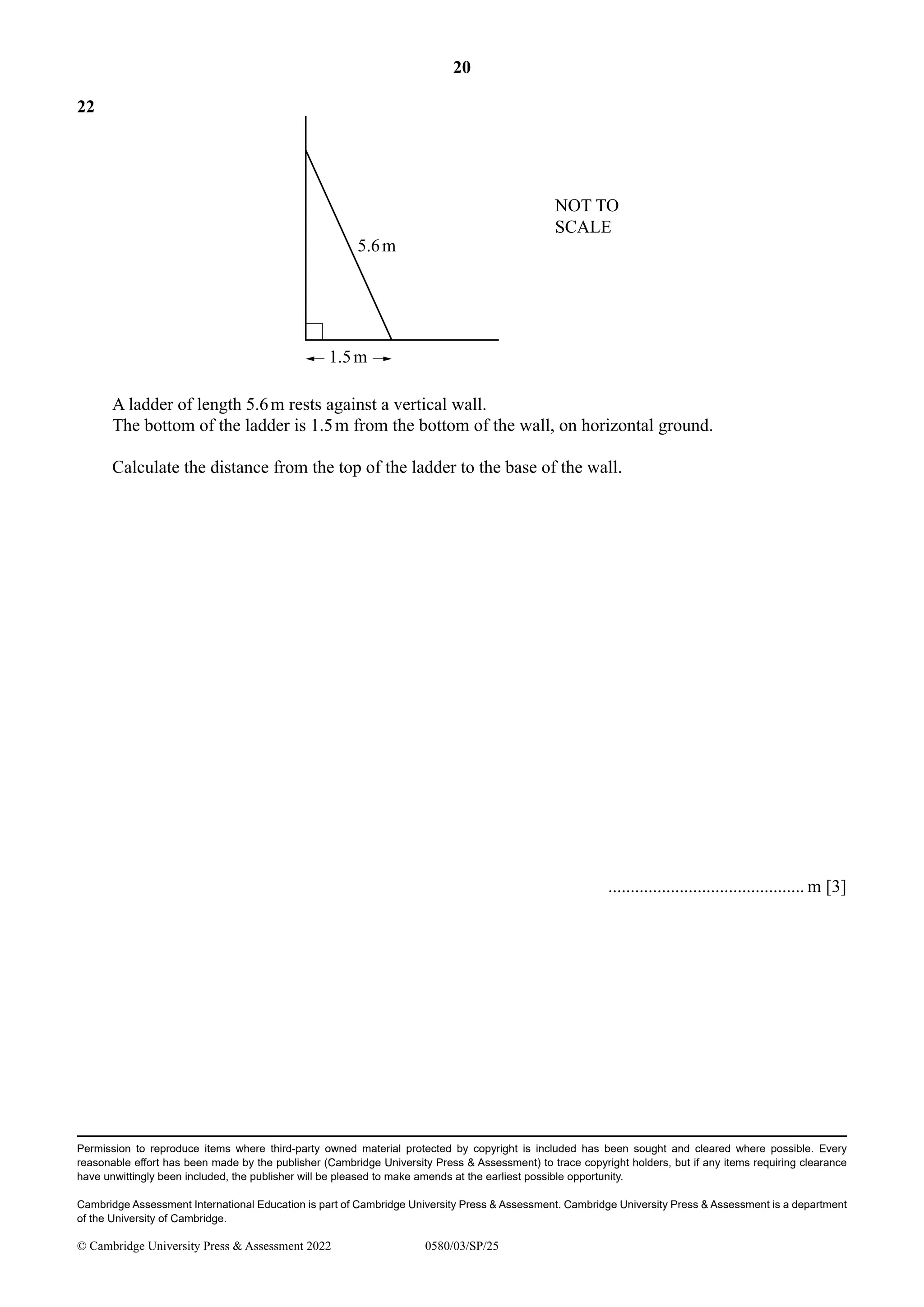 Cambridge IGCSE 0580 Mathematics specimen paper 3 for examination from ...