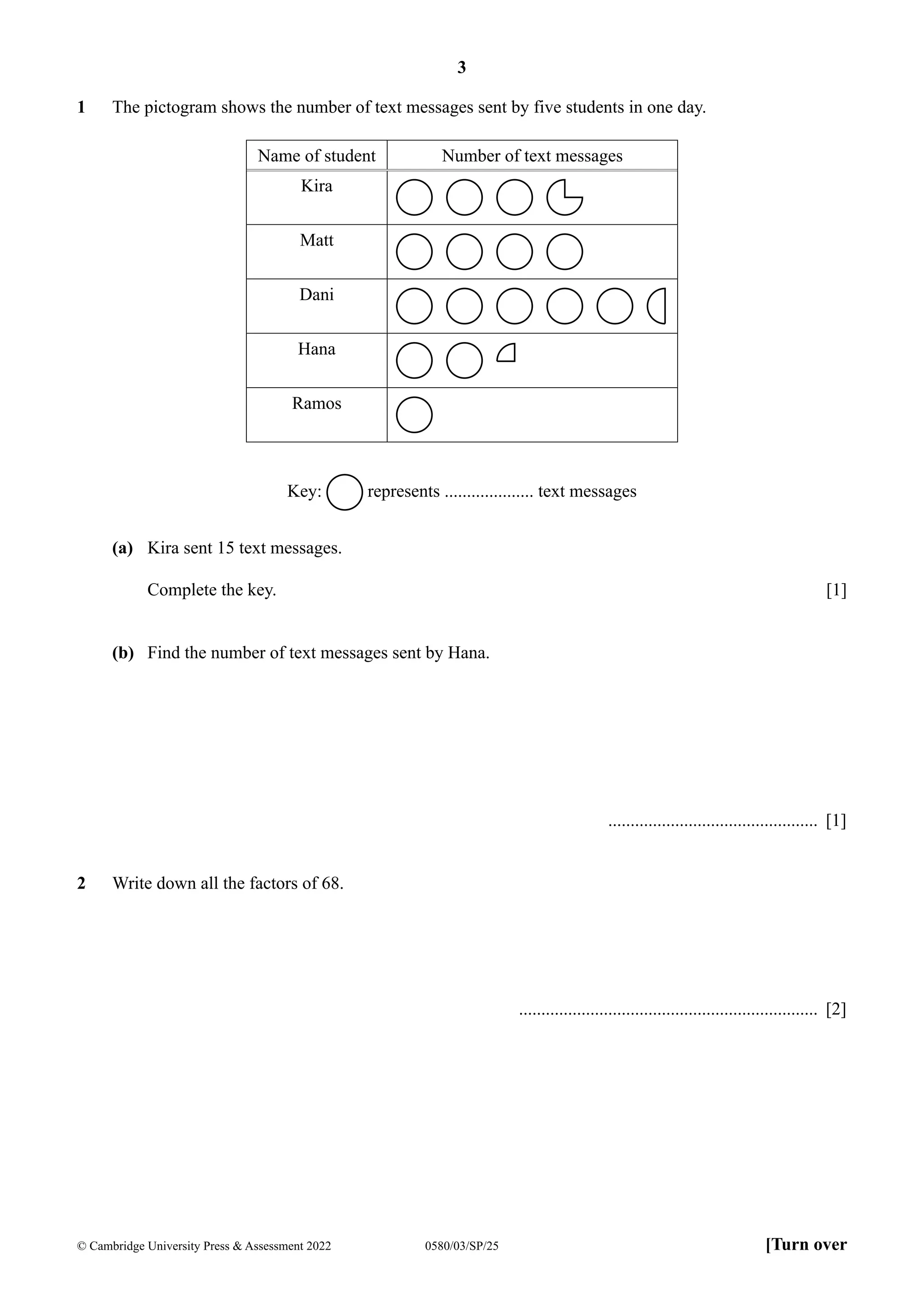 Cambridge IGCSE 0580 Mathematics specimen paper 3 for examination from ...