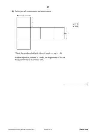 Cambridge IGCSE 0580 Mathematics specimen paper 3 for examination from ...