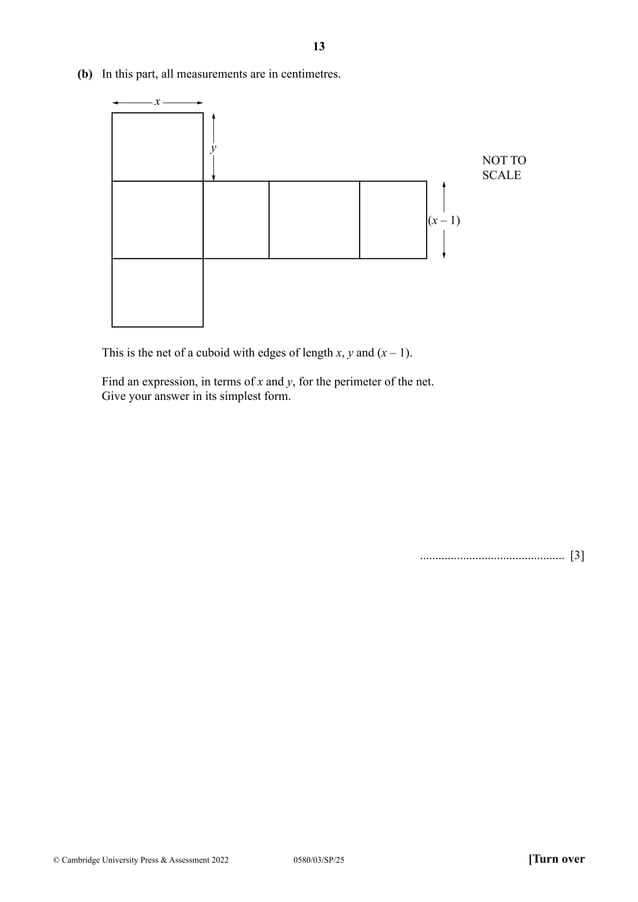 Cambridge IGCSE 0580 Mathematics specimen paper 3 for examination from ...