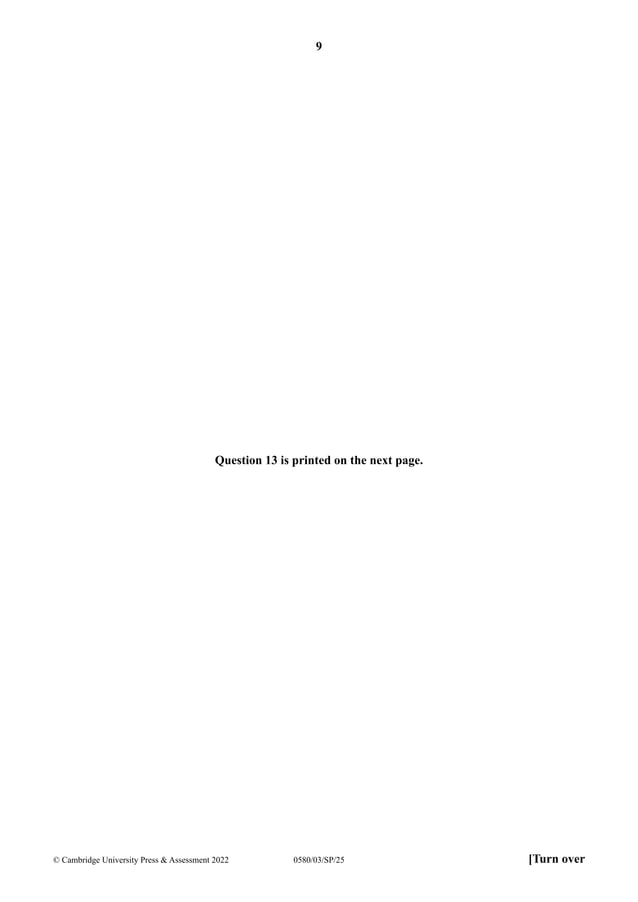 Cambridge IGCSE 0580 Mathematics specimen paper 3 for examination from ...