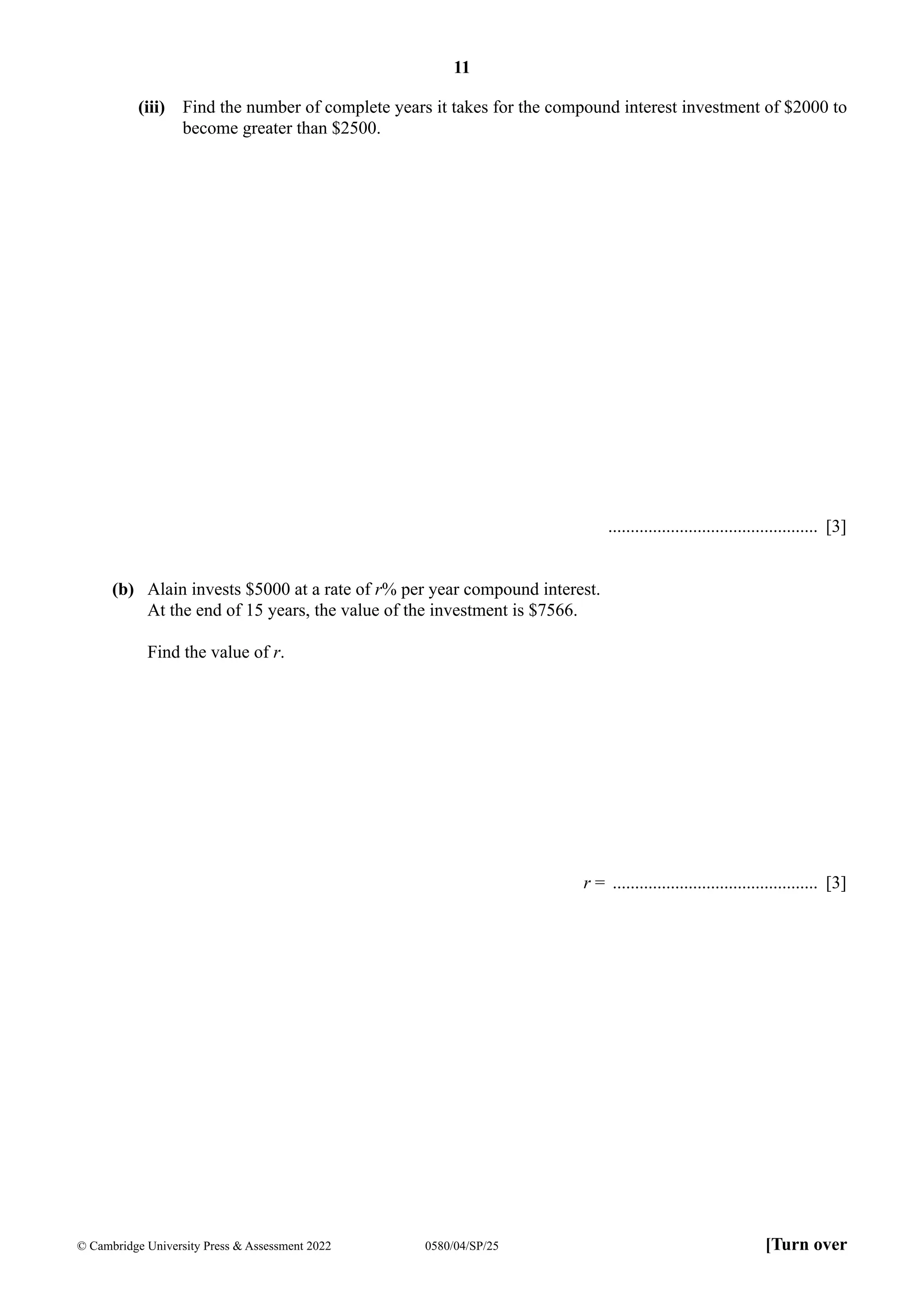 Cambridge IGCSE 0580 Mathematics specimen paper 4 for examination from ...