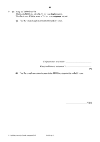 Cambridge IGCSE 0580 Mathematics specimen paper 4 for examination from ...