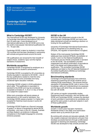 Cambridge igcse overview | PDF