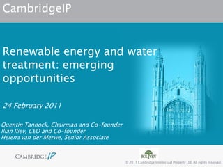 Renewable energy and water treatment: emerging opportunities | PPT