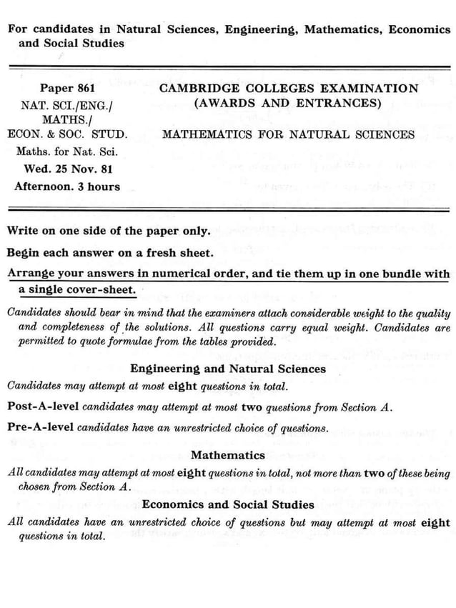 Cambridge maths nat_sci | PPT