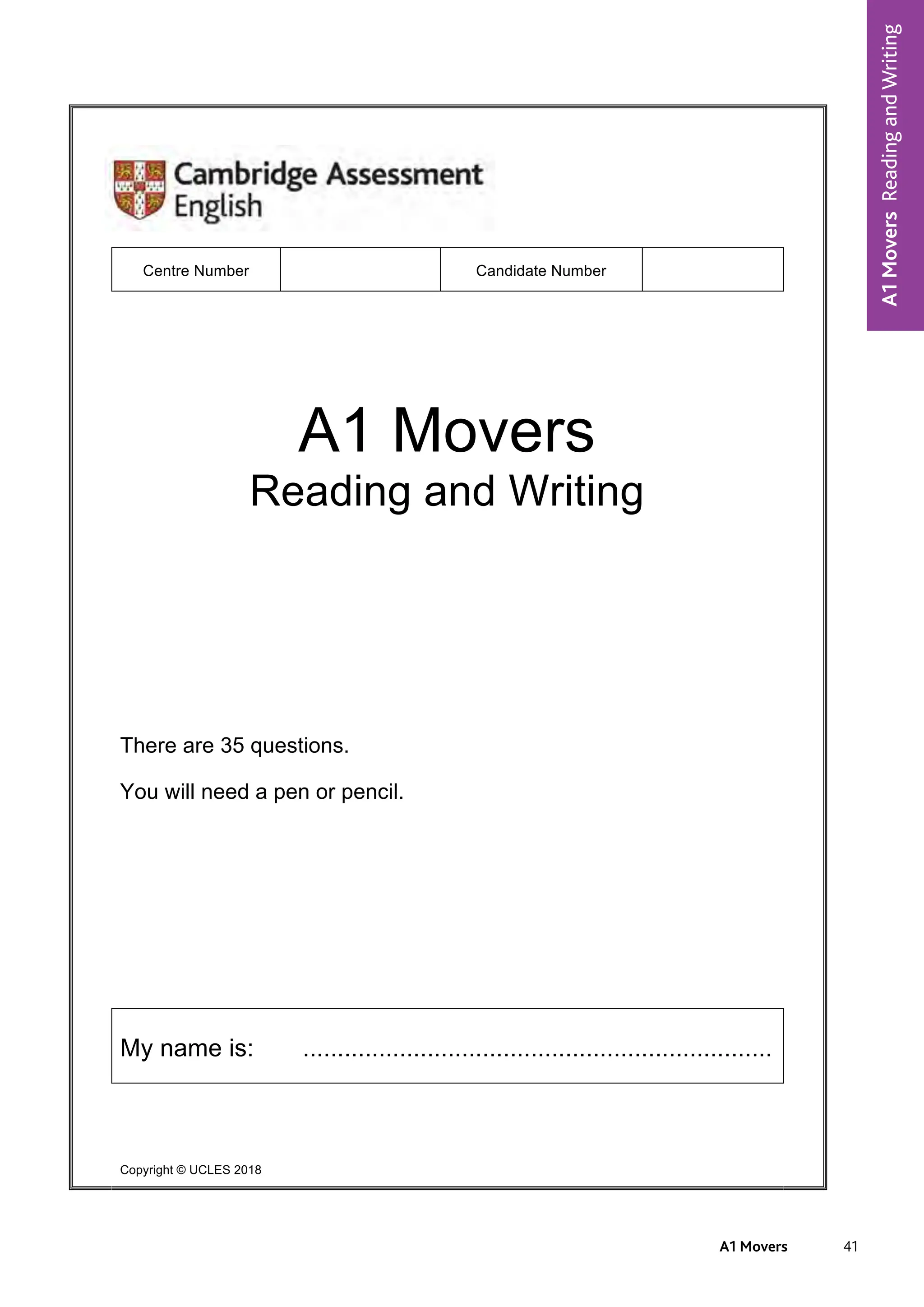 Cambridge Movers - Cambridge Movers R&W Mock Test 2.pdf
