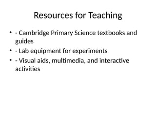Comprehensive Guide to Cambridge Primary Science Stage 6 Curriculum and ...