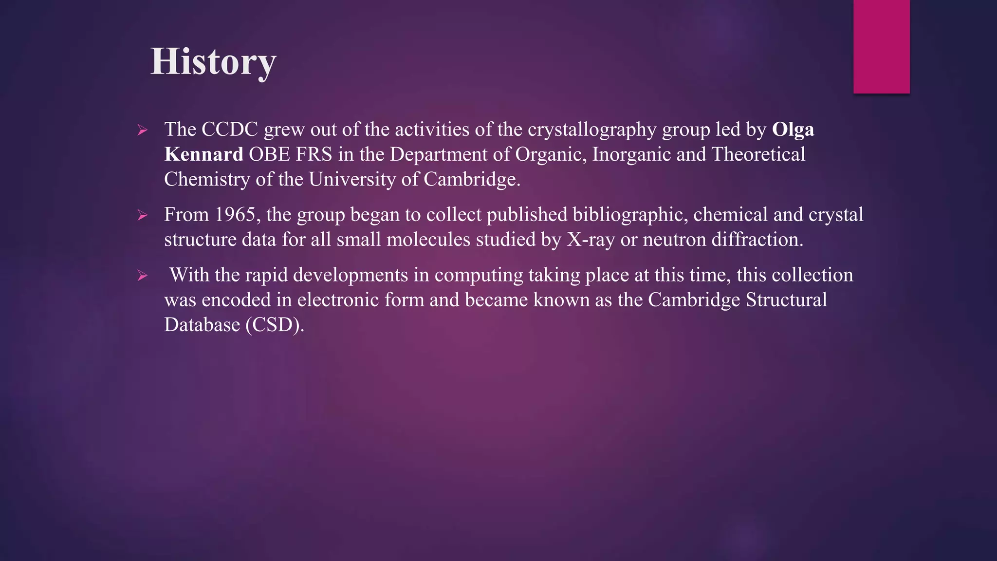 Cambridge structural database | PPT