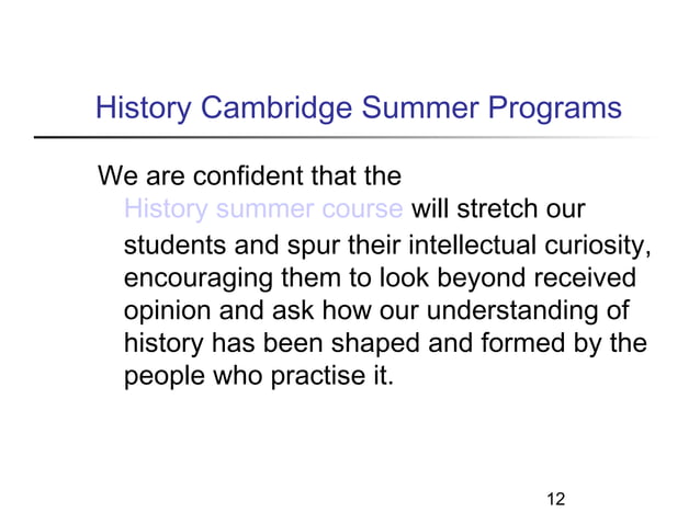 Cambridge University Summer School | PPT Cambridge University Summer School | PPT