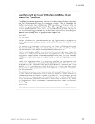 CAM Costs (from The Complete Guide to Shopping Center Management, 5/e ...