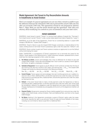 CAM Costs (from The Complete Guide to Shopping Center Management, 5/e ...