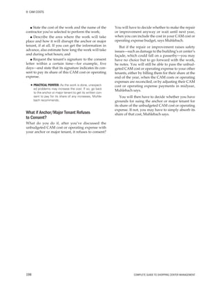 CAM Costs (from The Complete Guide to Shopping Center Management, 5/e ...