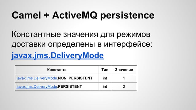 Apache Camel + Apache ActiveMQ persistence | PPT