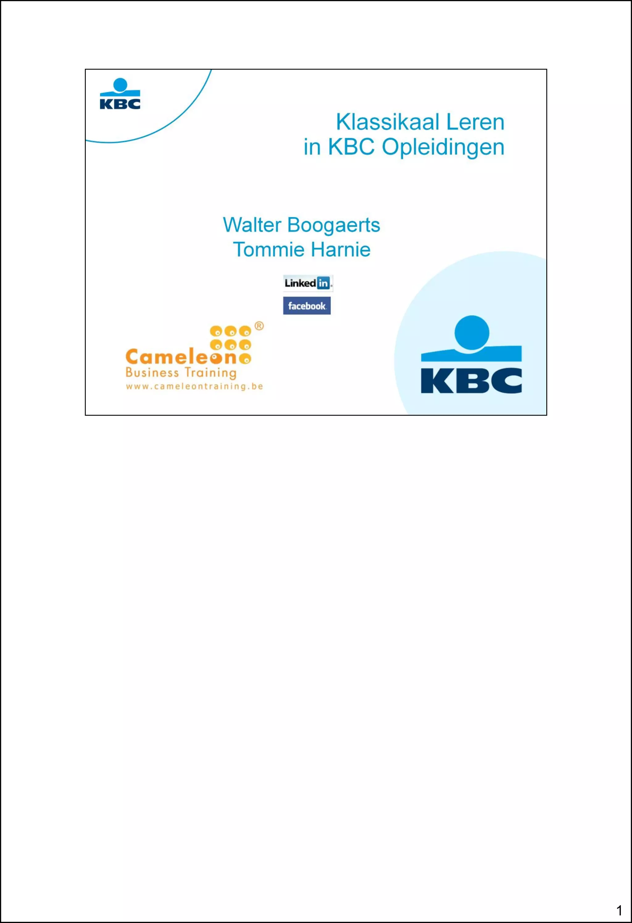 Cameleon & KBC - Klassikaal leren | PDF