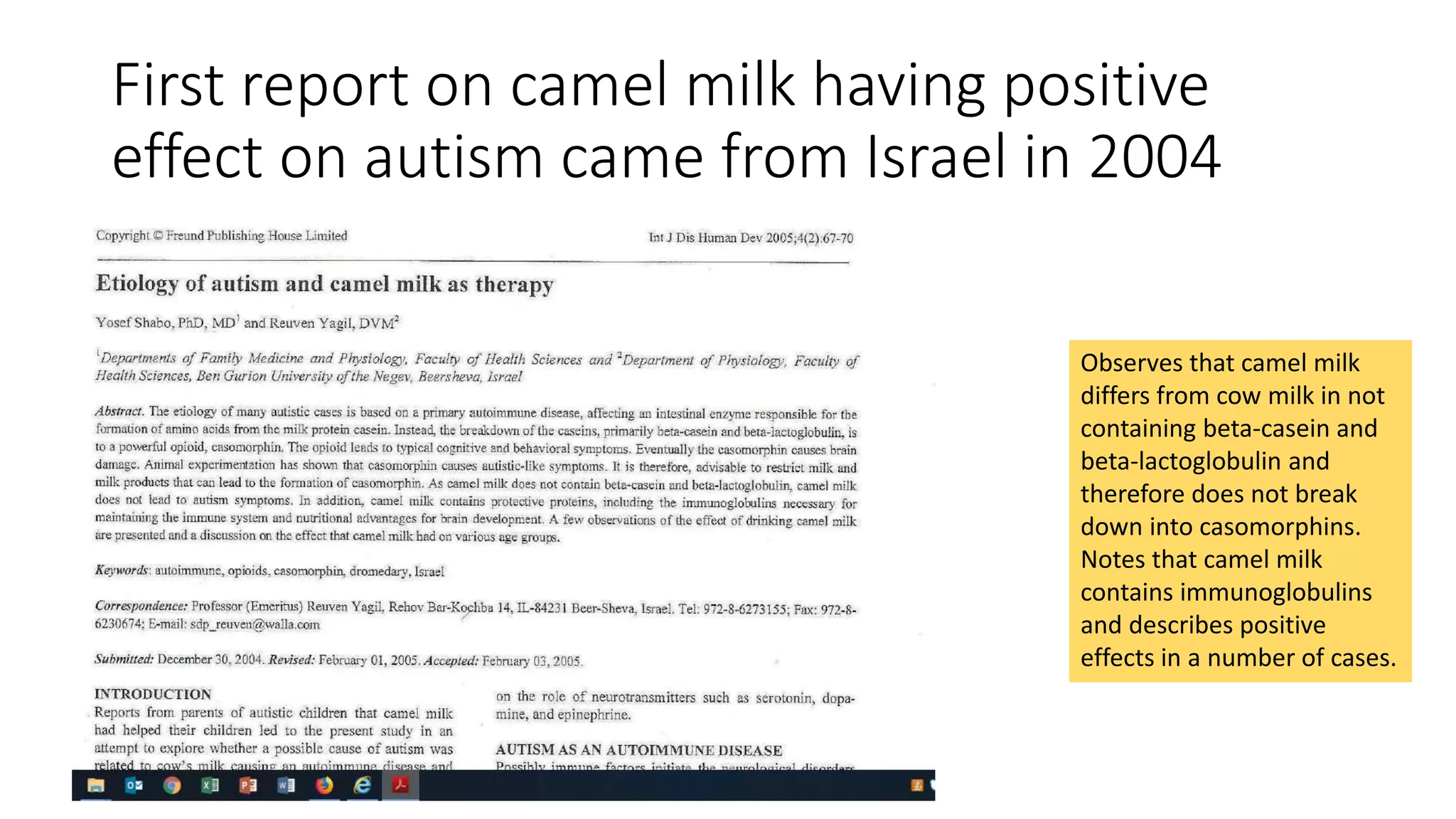 Camel milk and autism by camel charisma | PPT