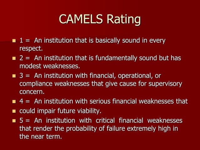 Camels rating | PPT | Business Accounting & Finance | Business