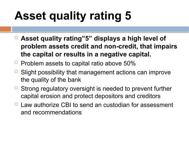 CAMELS RATINGS exercise for bank evaluation | PPTX
