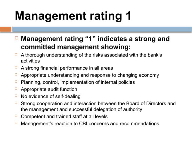 CAMELS RATINGS exercise for bank evaluation | PPTX