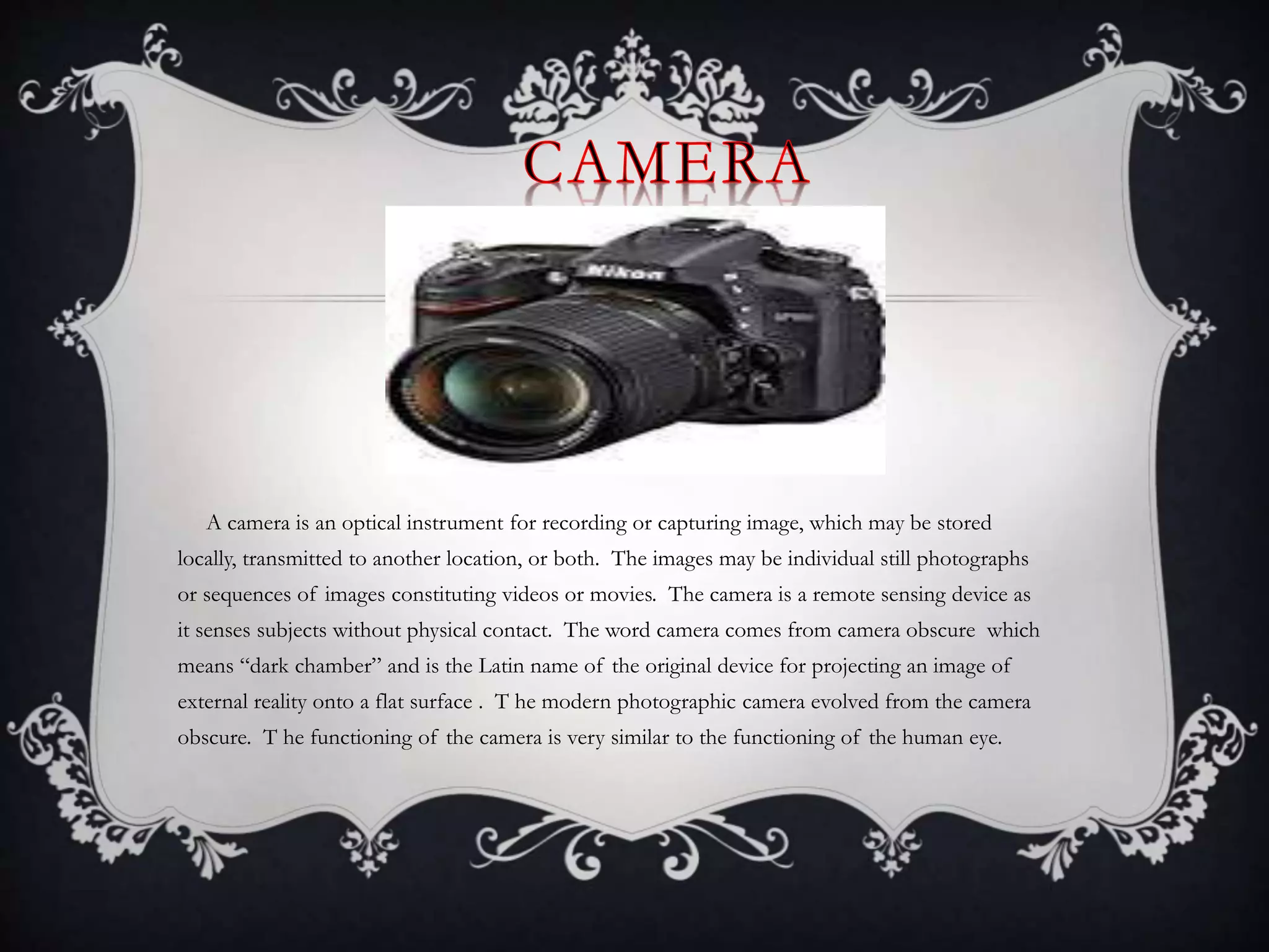 Camera and types | PPTX | Cameras and Camcorders | Consumer Electronics