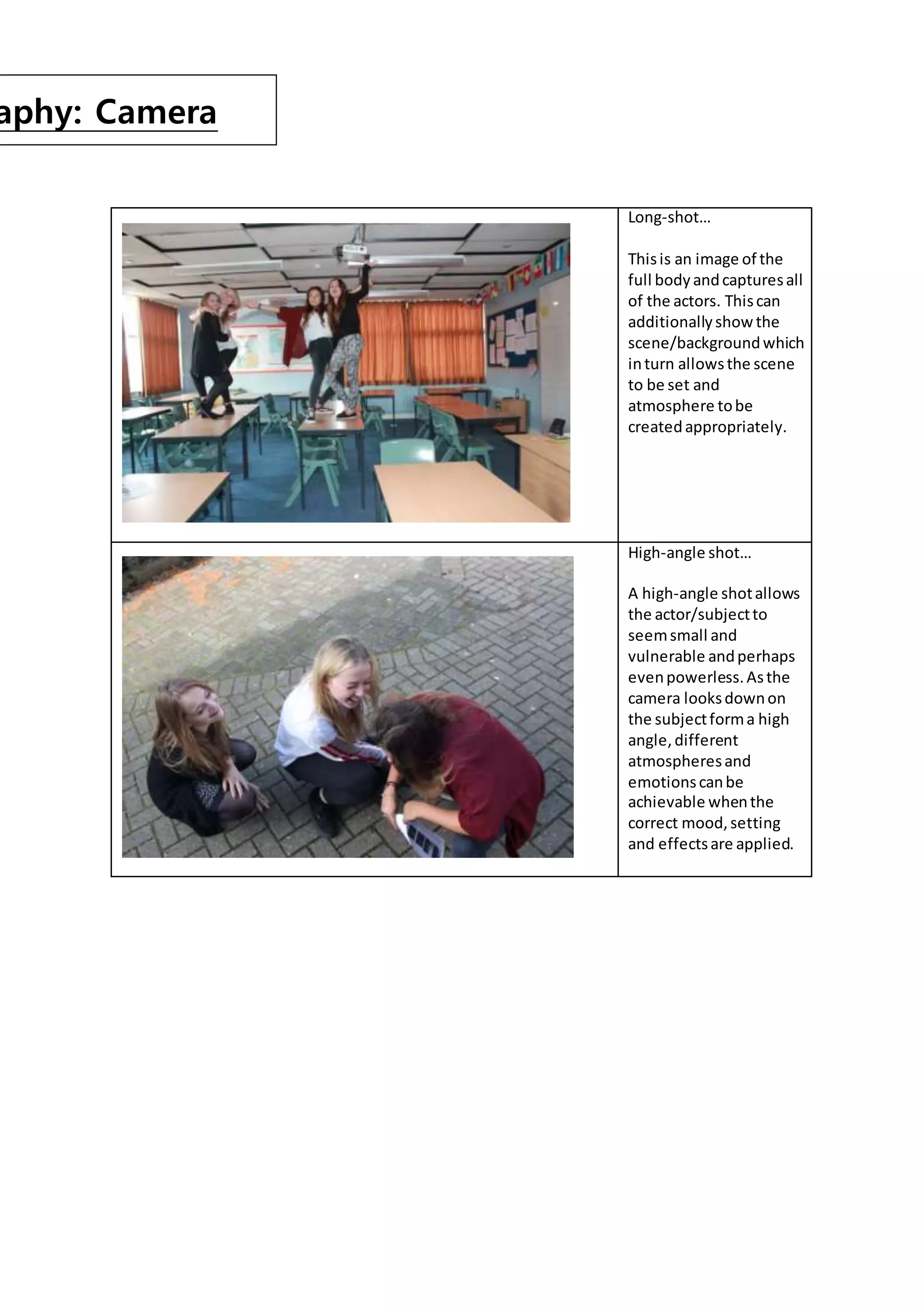 Camera angles | DOCX