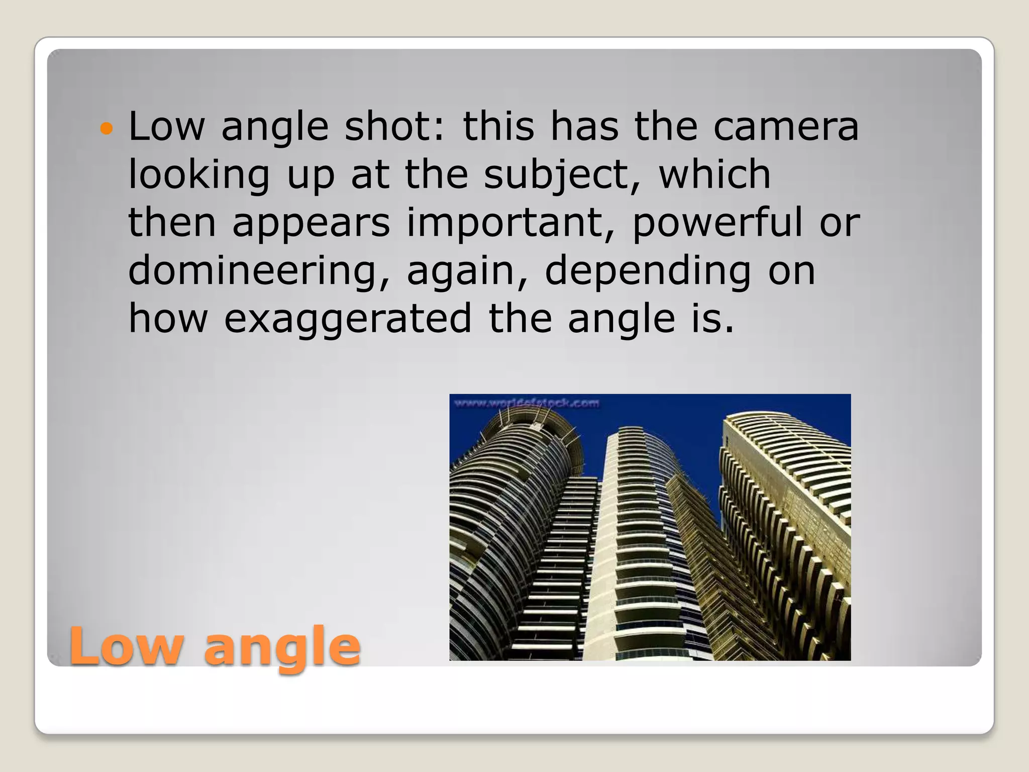 Camera angles powerpoint for slideshare | PPTX | Photography | Arts and Crafts