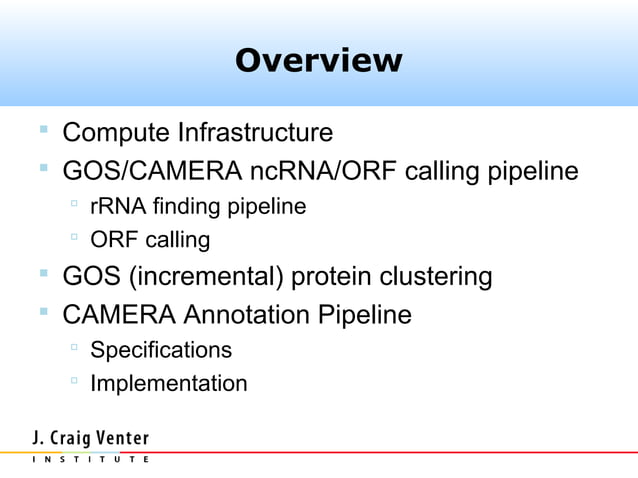 CAMERA metagenomic annotation pipeline | PPT