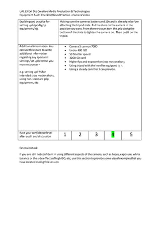 Camera audit form | DOCX
